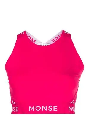 Monse Logo-Print Halterneck Sports Top Pink