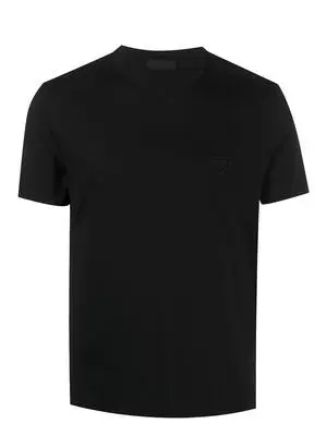 Prada Logo-embroidered Cotton T-shirt - Black