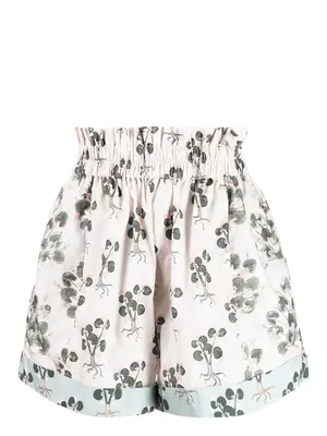 Biyan Floral-print High-waisted Shorts - Green