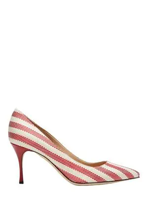 SERGIO ROSSI Striped Jacquard Pumps - Red