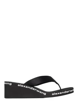 Alexander Wang Logo Wedge Flip Flops - Black