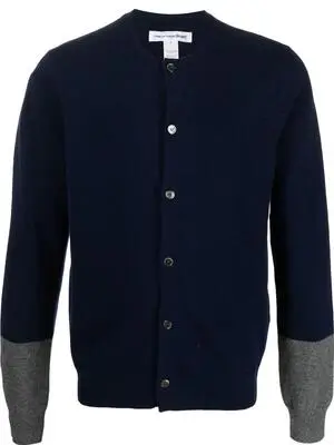 Comme Des Garçons Color-blocked Wool Cardigan - Blue