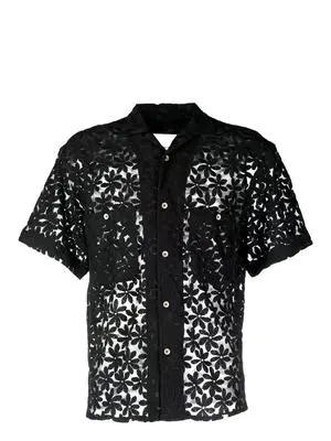 Andersson Bell Semi-sheer Floral-lace Shirt - Black