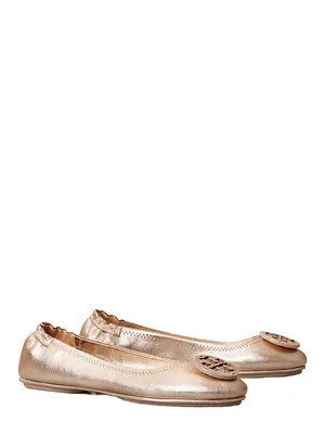 Tory Burch Tory Burch Minnie Travel Ballet Flats Rose Gold
