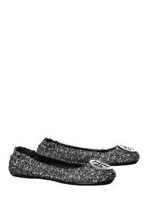 Tory Burch Tory Burch Minnie Travel Ballet Flats Silver Confetti/gunmetal