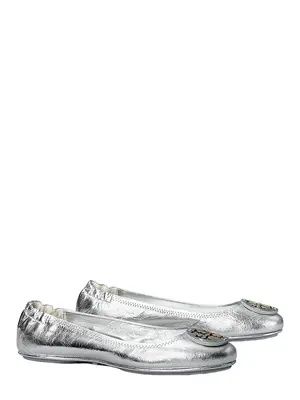 Tory Burch Tory Burch Minnie Travel Ballet Flats Silver