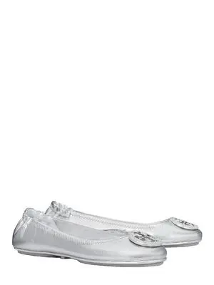 Tory Burch Tory Burch Minnie Travel Ballet Flats Silver/silver