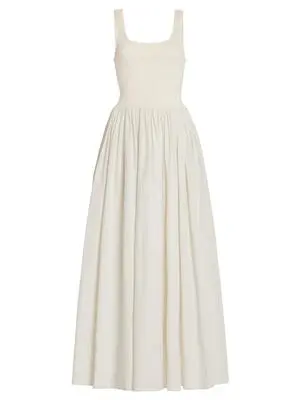 Matteau - Ribbed-Knit and Cotton Maxi Dress - White - 5 - Moda Operandi