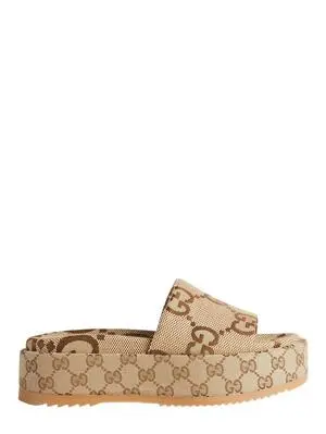 Gucci Platform Slide Sandal - Beige