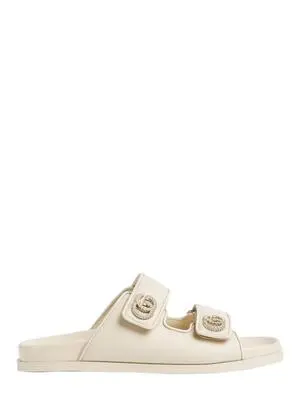Gucci Double G Crystal Sandals - White