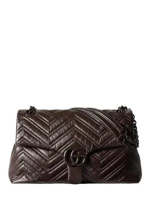 Gucci GG Marmont Medium Shoulder Bag Dark Brown Leather