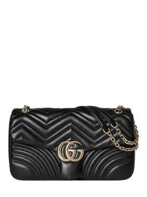 Gucci GG Marmont Medium Shoulder Bag Black Leather