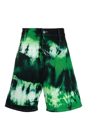 Ami Alex Tie-dye Denim Shorts - Green
