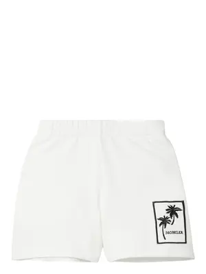 Moncler Embellished Appliquéd Cotton-jersey Shorts - White