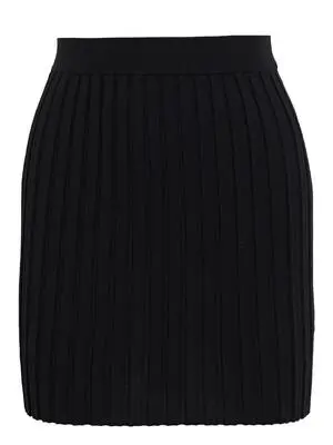 Helmut Lang Ribbed Wool Mini Skirt - Black