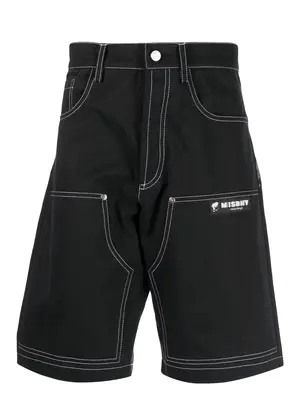 MISBHV Contrast-stitched Straight-leg Shorts - Black