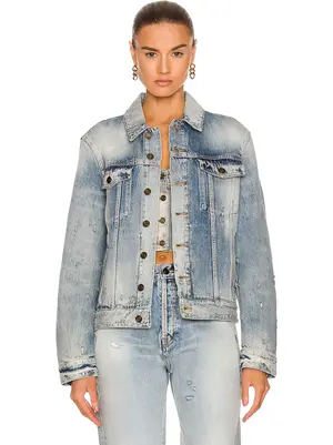 Saint Laurent Boyfriend Denim Jacket - Hilton Sky Blue