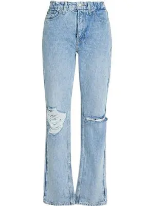 GOOD AMERICAN Good American Good 90's Icon Distressed High Rise Straight Leg Jeans