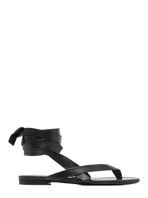 Attico Ankle-strap Flat Sandals - Black