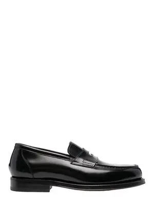 Santoni Slip-on Leather Loafers - Black