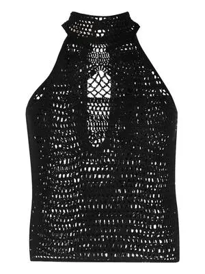 THE GARMENT Crochet-knit Halterneck Top - Black