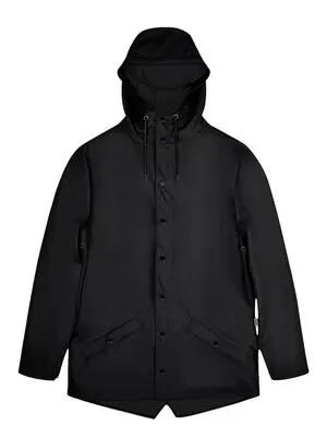 Rains Snap-front Hooded Rain Jacket - Black