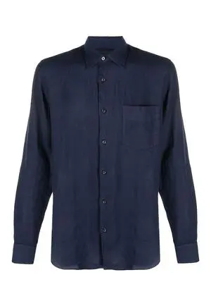 Aspesi Pointed-collar Long-sleeved Shirt - Blue