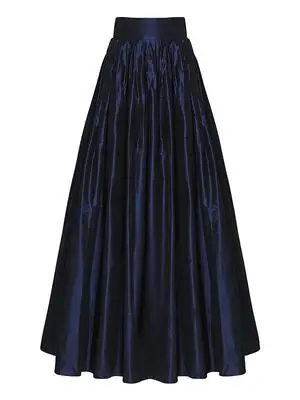 Carolina Herrera Pleated Silk Ball Skirt - Dkblue