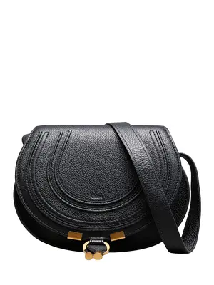Chloé Chloe Marcie Small Crossbody Bag In Grained Calfskin Black