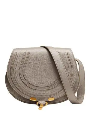 Chloé Chloe Marcie Small Crossbody Bag In Grained Calfskin Cashmere Grey