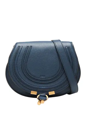 Chloé Chloe Marcie Small Crossbody Bag In Grained Calfskin Navy
