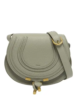 Chloé Chloe Marcie Small Crossbody Bag In Grained Calfskin Sea Grass