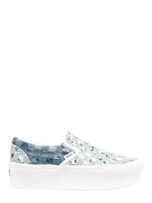 VANS Floral Interwoven Platform Sneakers - Blue