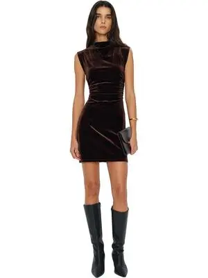 REFORMATION Alden Knit Mini Dress - Chocolate Velvet