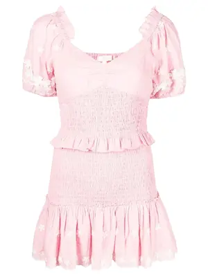 LoveShackFancy Jarraj Smocked-detail Dress - Pink