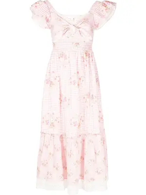 LoveShackFancy Emeka Midi Dress - Pink
