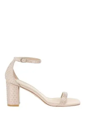 STUART WEITZMAN Nearlynude Satin Studded Sandals