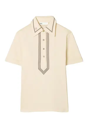 Tory Burch Tory Sport Mercerized Cotton Retro Polo Sesame/stone Pink