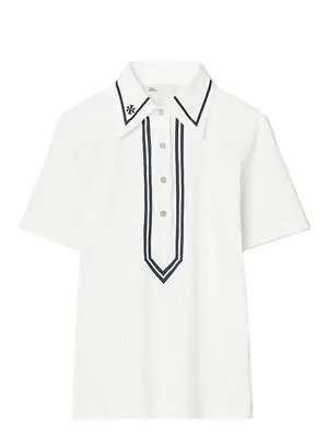 Tory Burch Tory Sport Mercerized Cotton Retro Polo Snow White