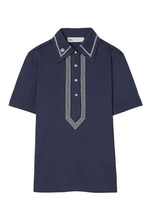 Tory Burch Tory Sport Mercerized Cotton Retro Polo Tory Navy