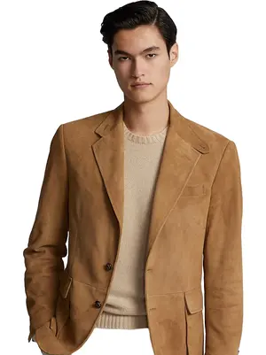 Ralph Lauren The RL67 Suede Jacket Dark Camel