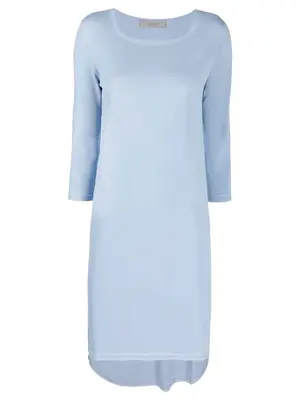 D.exterior Long-sleeved Knitted Dress - Blue