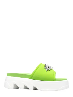 LE SILLA Crystal-embellished Platform Sandals - Green