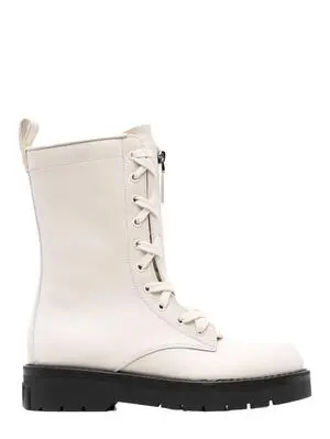 Valentino Garavani Xcombat Leather Boots - Neutrals