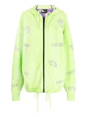 We11Done Terry-cloth Zip-up Hoodie - Green