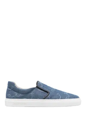 Jacob Cohen Embroidered-logo Denim Sneakers - Blue