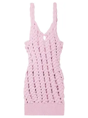 ISA BOULDER Crochet-knit Mini Dress - Pink