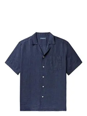Frescobol Carioca Angelo Camp-collar Linen Shirt - Blue