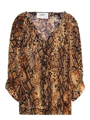 Ba&sh Rick Snake-print Crepon Blouse - Animal Print