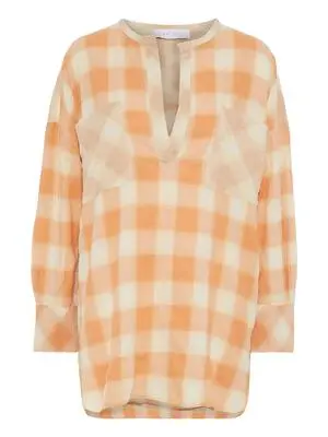 IRO PARIS Mayra Checked Cotton-blend Flannel Shirt - Orange